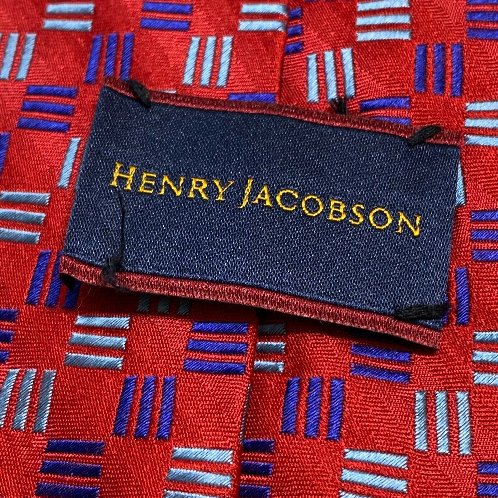 Henry Jacobson Tie Heavy Silk Red Pattern 100% Woven … - Gem