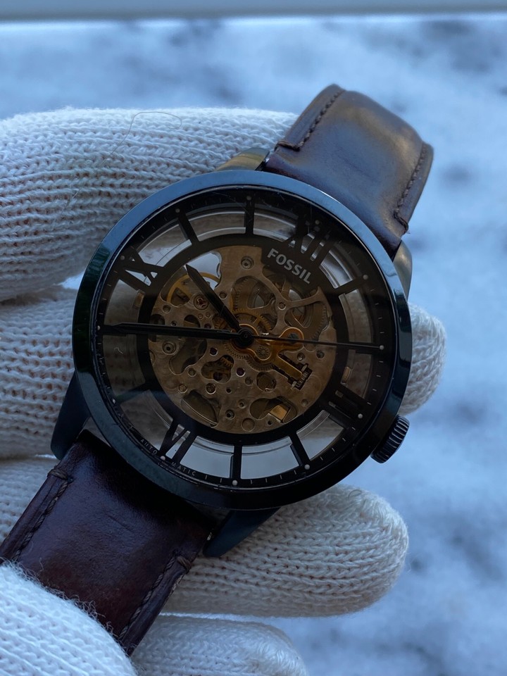 Fossil Townsman Watch Automatic Skeleton Dial ME3098 Brown Mens 44mm | eBay