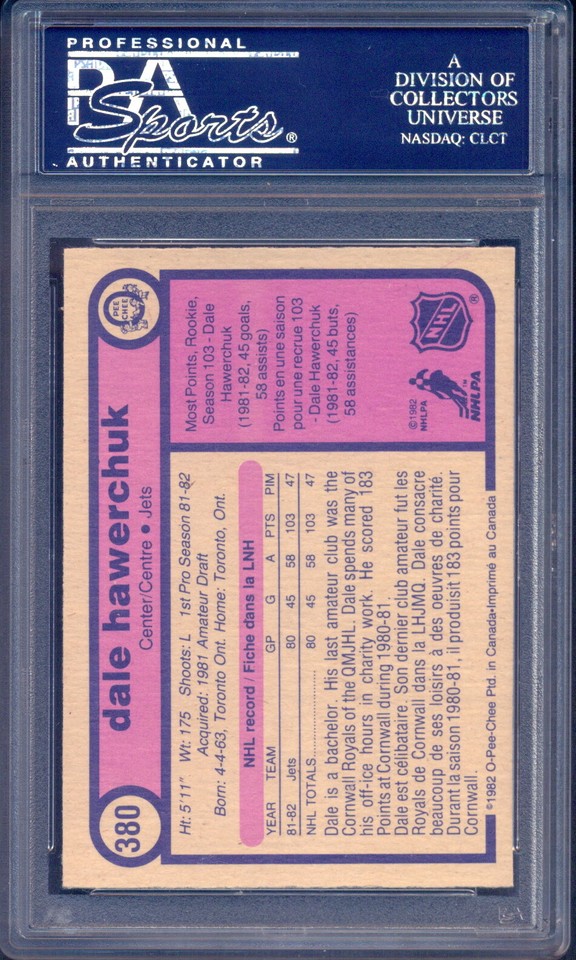 1982-83 OPC O-Pee-Chee #380 Dale Hawerchuk Rookie PSA 8 NM-MINT ...