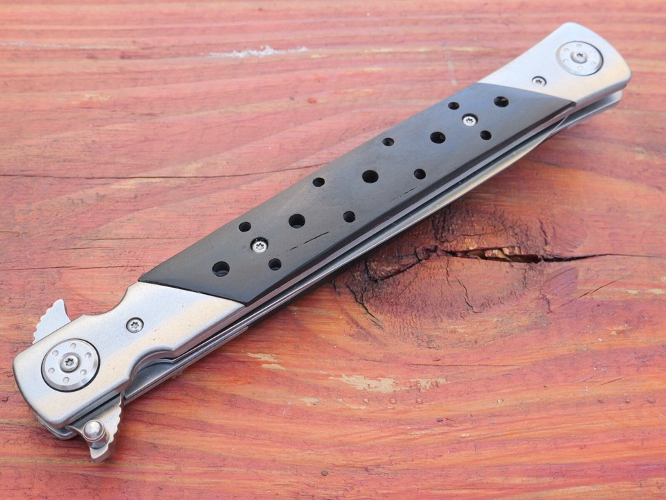 Pocket Knife Long XL 13” Vintage Italian Design Chrome Wood Handle ...