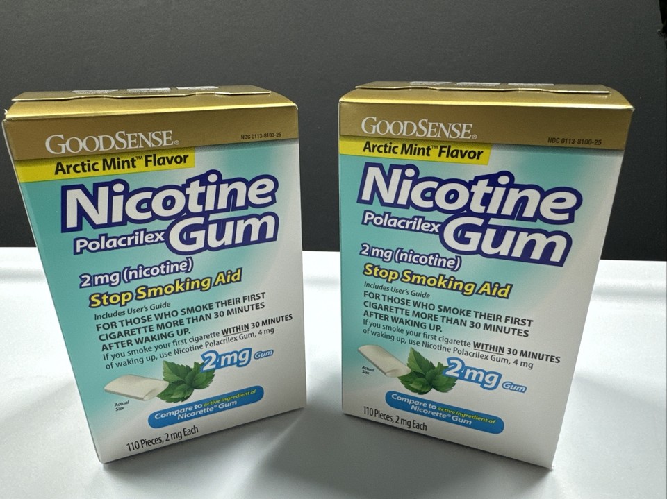 2x GoodSense Nicotine Gum•2 mg•110 pcs/ea.•Artic Mint *Please see the ...