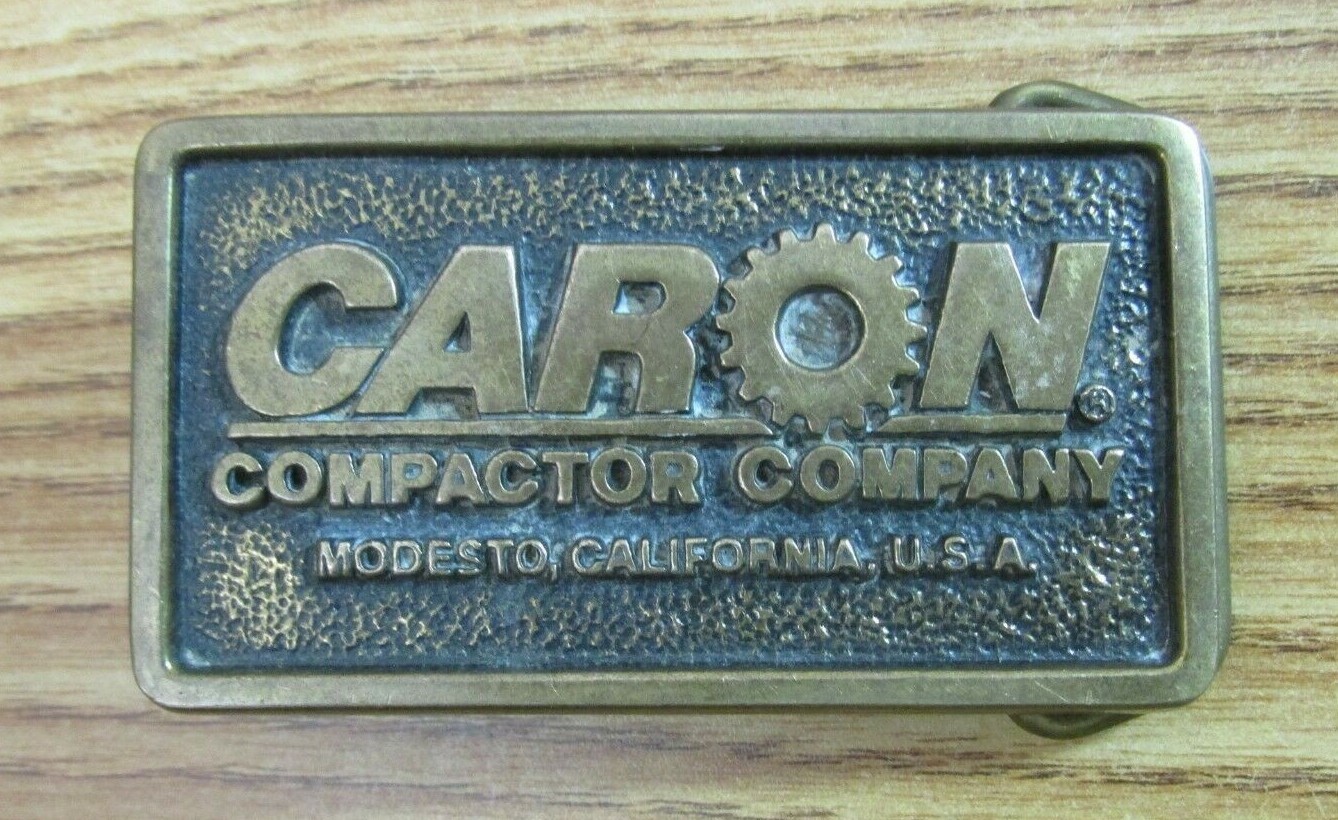 CARON COMPACTOR COMPANY MODESTO CALIFORNIA BRASS BELT BUCKLE TBW | eBay
