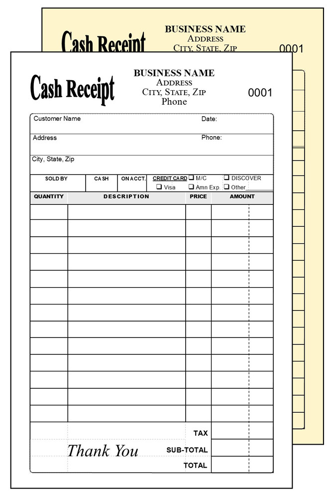 200 CASH RECEIPTS - NUMBERED 2 PART CARBONLESS | eBay