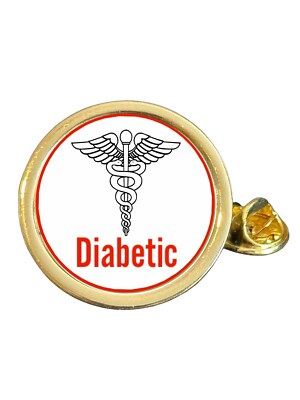 Medical Alert Diabetic Gold Plated Domed Lapel Pin Badge | eBay UK