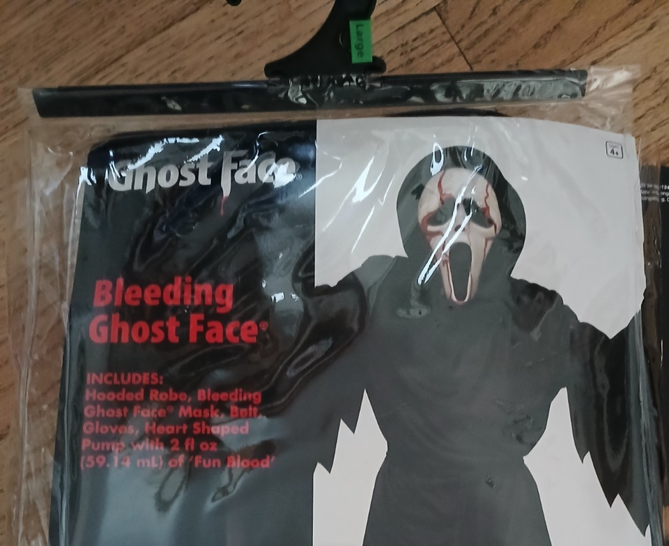 Halloween Scream Kids Ghost Face Costume L 12-14 with Extra Mask & Fake ...