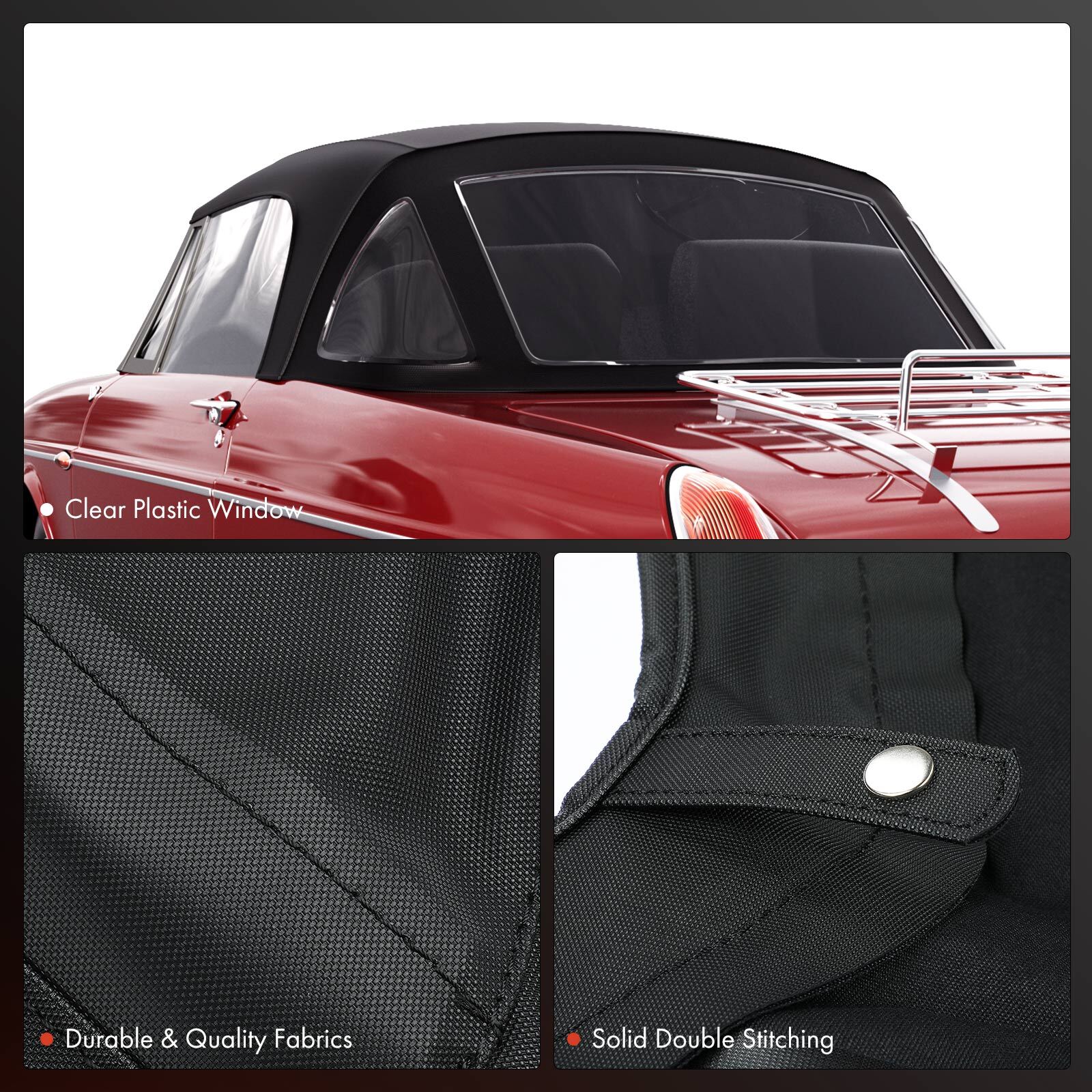 Convertible Soft Top for MG MGB 1971 1972-1980 Black w/ 3Pcs Plastic ...