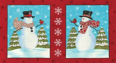 Moda SNOW MUCH FUN by Deb Strain Christmas Panel Snowman Berry Red ...