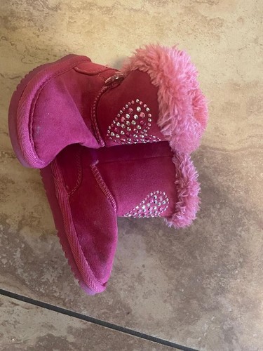 CRB PINK TODDLER GIRL'S FAUX SUEDE/FAUX FUR RHINESTONE BOOTS SIZE 4 | eBay