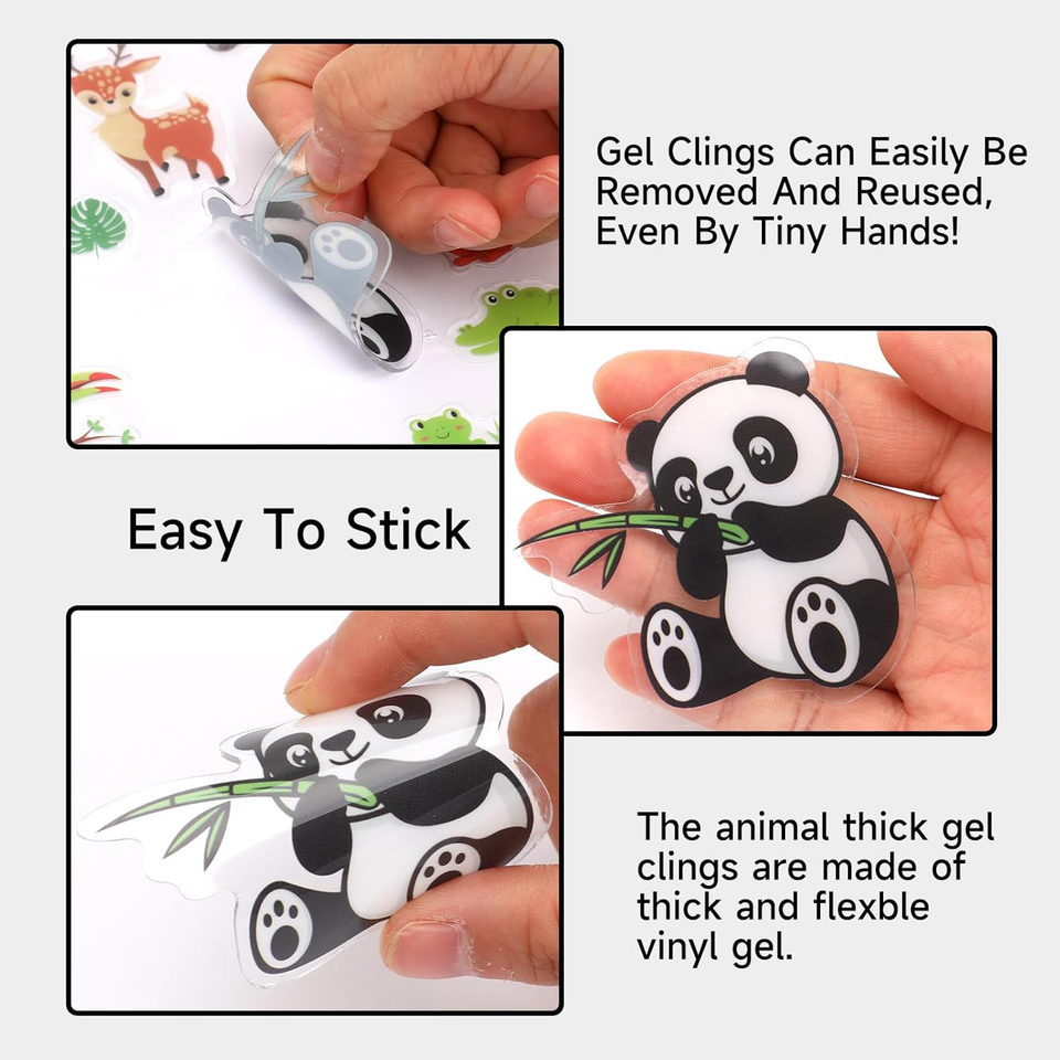 50 PCS Jungle Animals Window Gel Clings Stickers Removable and Reusable ...
