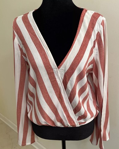 Sadie & Sage Cropped Top Size S Rusty Rose & White Stripes Flare ...