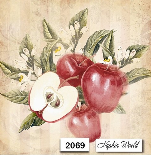 (2069) TWO Individual Paper LUNCHEON Decoupage Napkins - AUTUMN APPLES ...