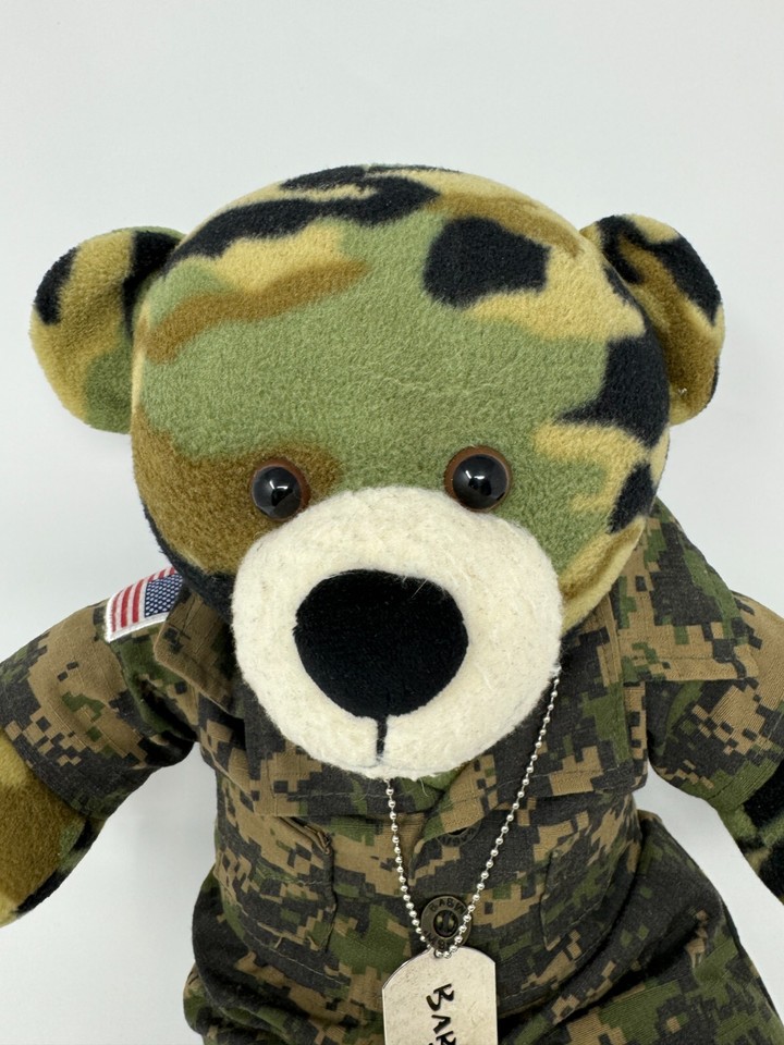 Build A Bear BAB Military Soldier Bear w/ Dog tag Digital Camo Army ...
