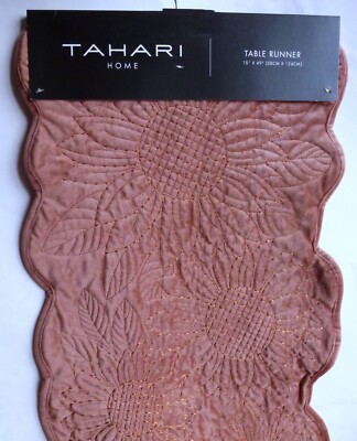 TAHARI Quilted Sunflower TABLE RUNNER Velvet Autumn Decor 15"x 49" | eBay