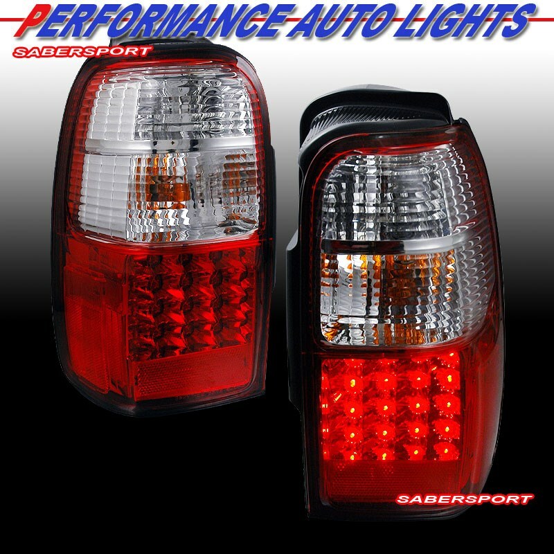 Black Headlights + Clear Bumper + Red LED Taillights for 96-98 Toyota ...