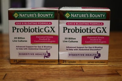 2 - Nature's Bounty Probiotic GX Gas& Bloating Formula, Capsules 25 ea ...