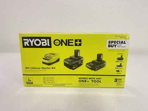 Ryobi 18V ONE+ Lithium-Ion Starter Kit 4.0Ah 2.0 Battery 2 Pack Charger ...