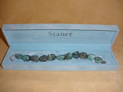 Stauer Natural Emerald Stone Bracelet with Sterling Clasp 7 1/4 - 9" in ...