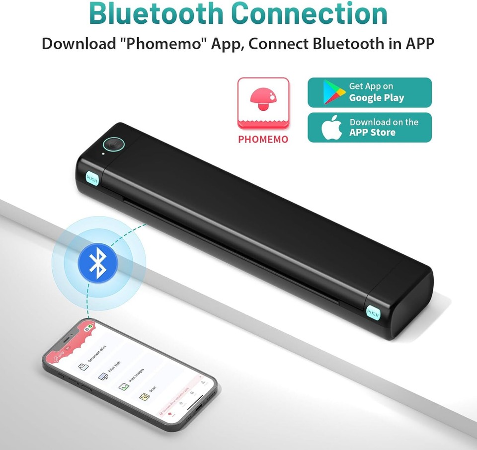 Phomemo M08F A4 Bluetooth Portable Thermal Printer -Android iOS Phone ...