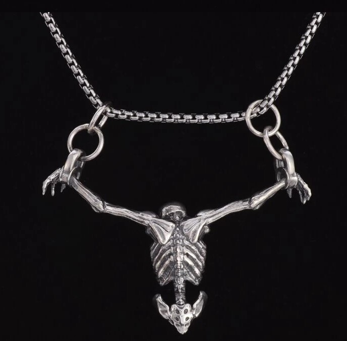 Gothic Biker Skull Pendant Necklace Stainless Steel Chain Crucifixion ...