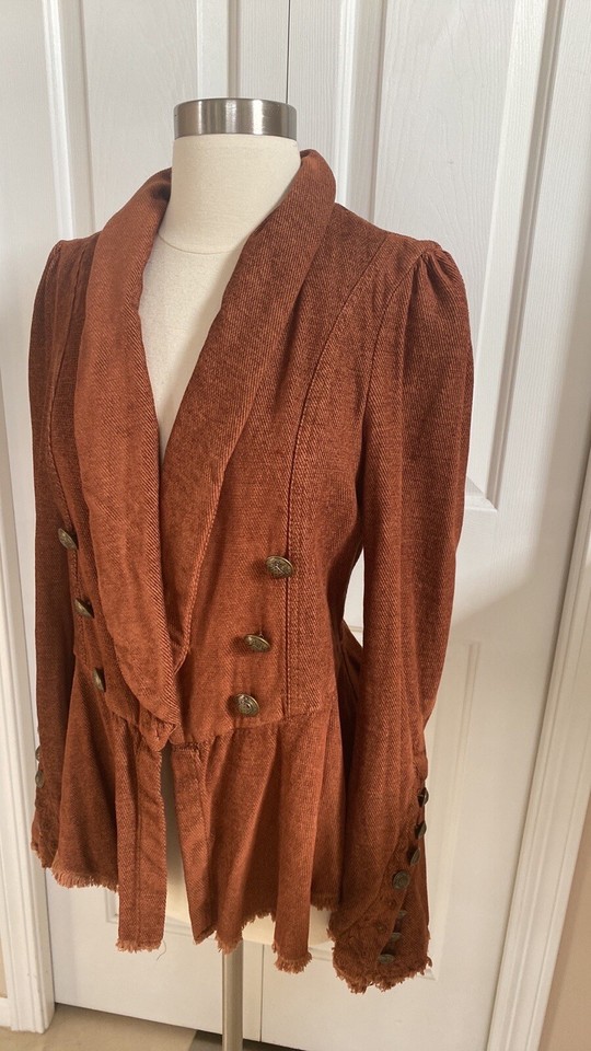 Free People ruffle red jacket Small | eBay