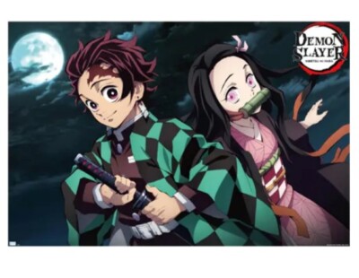 DEMON SLAYER TANJIRO & NEZU NIGHT POSTER Anime RP2145 22 3/8"x34" | eBay