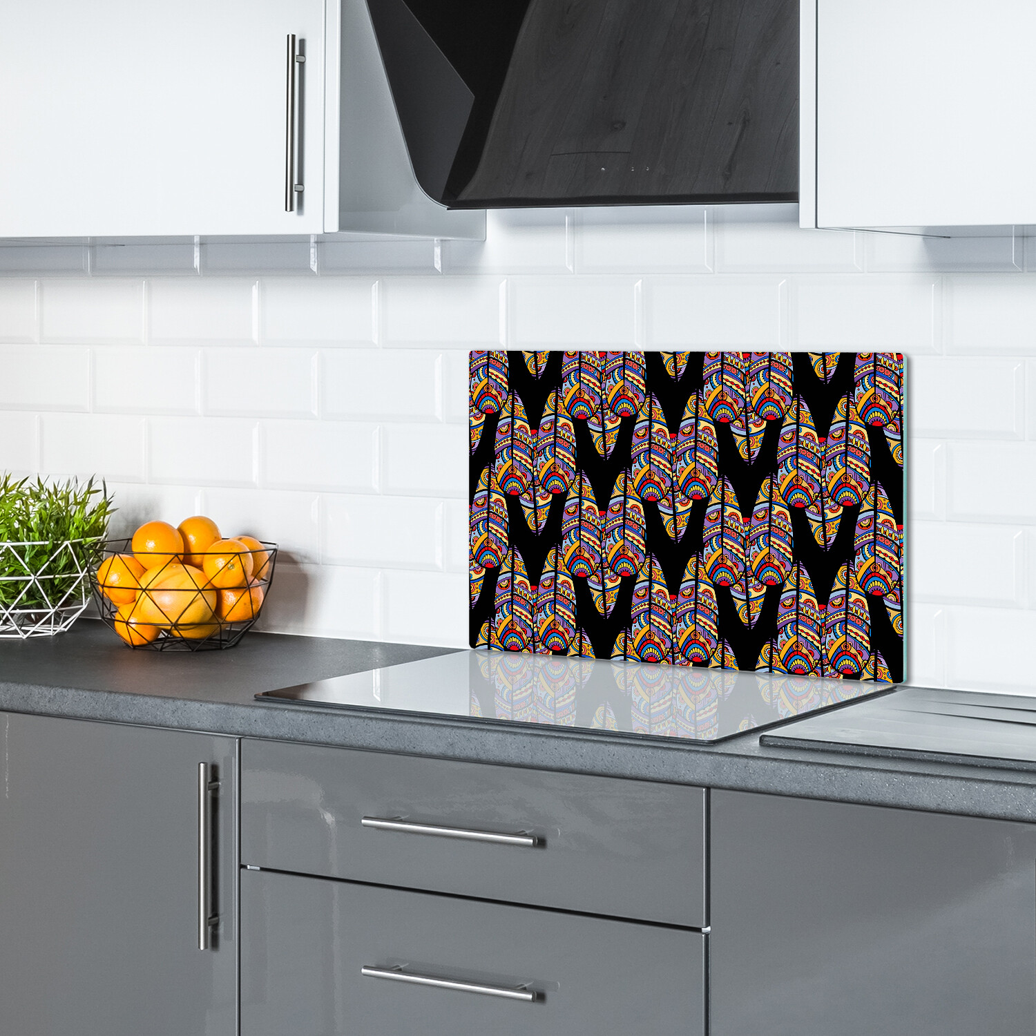 Protection en Verre pour les Plaques à Induction 80x52 Art coloré jaune ...