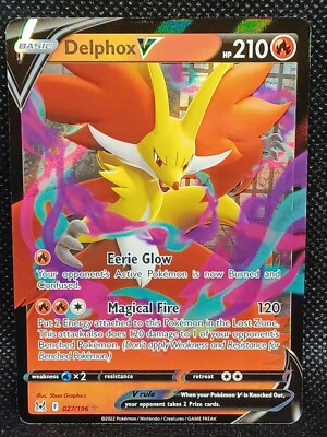 Delphox V 027/196 Lost Origin Ultra Rare Pokemon TCG Mint NM Pack Fresh ...