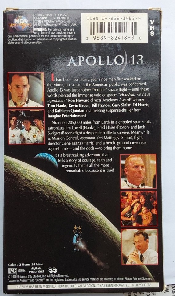 Apollo 13 (VHS, 1995) Tom Hanks Ron Howard Gary Sinise Kevin Bacon Ed ...