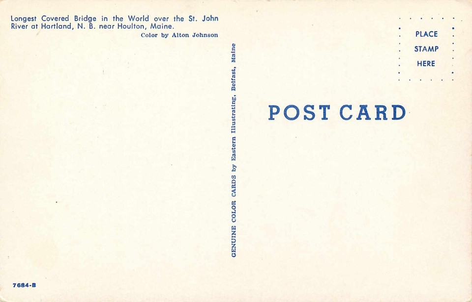 Postcard Canada Unposted Covered Bridge St. John River Longest World | eBay