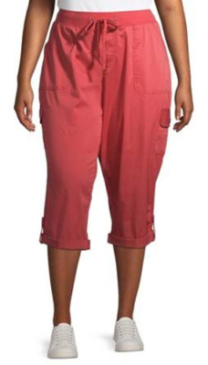 Plus Size 5X Cargo Capri Pants Comfort Waist Mid Rise Terra & Sky | eBay
