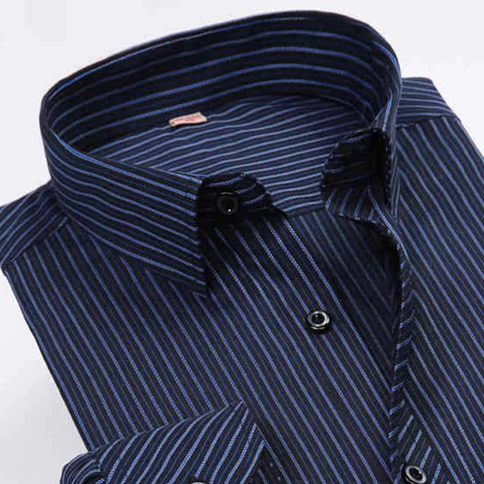 Dress Shirt Lapel Shrink Resistant Striped Long Sleeve Dress Shirt ...