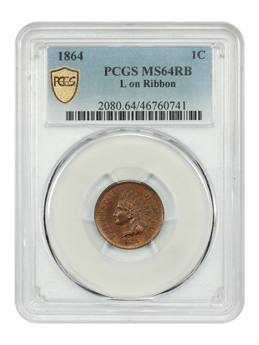 1864 1C PCGS MS64RB (L On Ribbon) - Indian Cent - Popular Key Variety ...