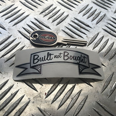 built not bought silver decal 100 x 30mm hotrod vw kustom motocycle ...