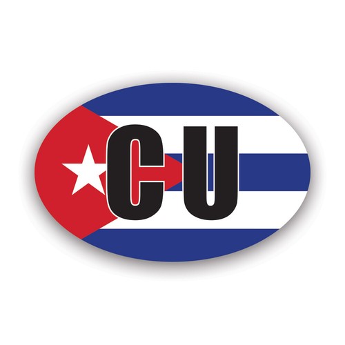 Cuba Oval Sticker Decal - Weatherproof - cuban flag country code euro ...