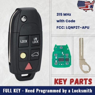 Unlocked for Volvo S60 S80 XC90 XC70 V70 Smart Flip Remote Key Fob ...