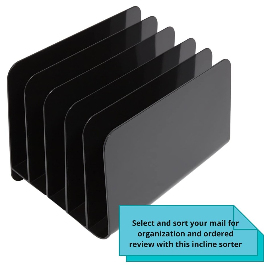 Inclined File Organizer Desktop, Desk Organizer File Sorter, Plastic ...