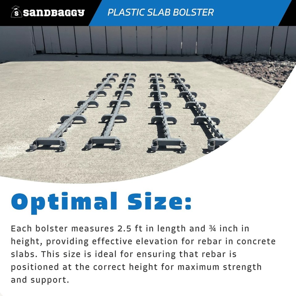 Sandbaggy Plastic Slab Bolsters - Continuous Rebar Support Chair - Snap ...