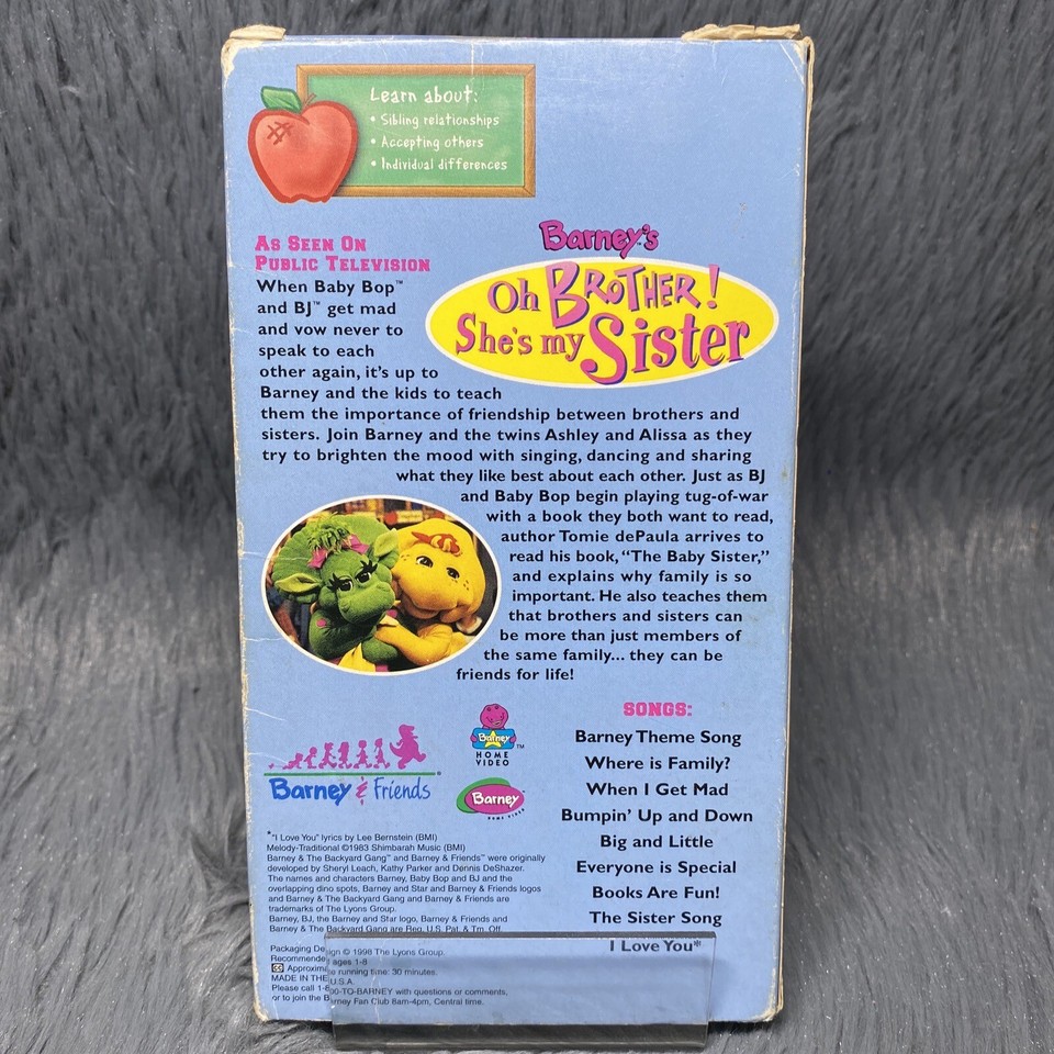 Barney’s Oh Brother! She’s My Sister VHS Tape 1998 Children’s Barney ...