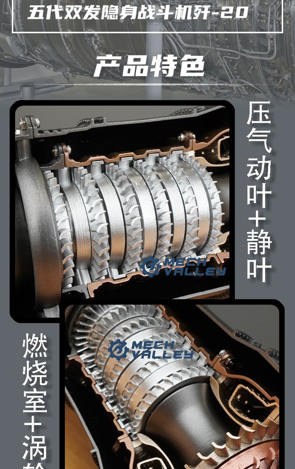 WS15 Turbofan Engine Model J20 Fighter Jet Aircraft Engine Movable ...