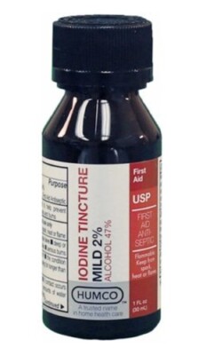 HUMCO Iodine Tincture Mild First Aid Antiseptic Solution 2% 1oz 47% ...