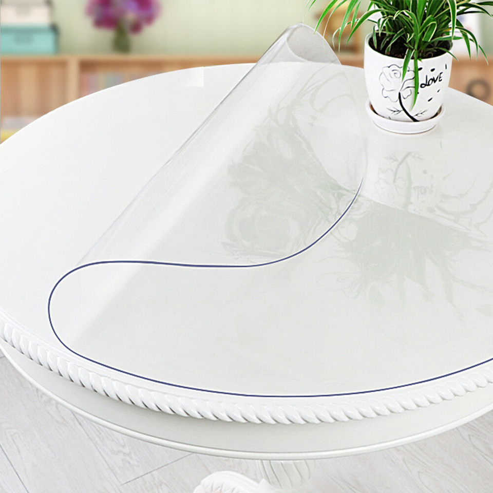Plastic PVC Tablecloth Transparent Protector Waterproof Dining Clear ...