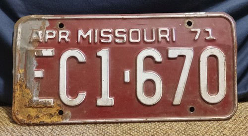 Vintage Missouri 1971 License Plate - # EC1 670 - April Registration | eBay