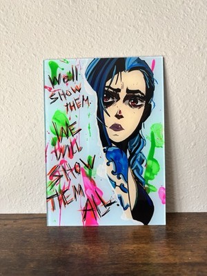 Jinx, Arcane League of Legends, Custom Hand Painted 5x7” Acrylic Glass ...