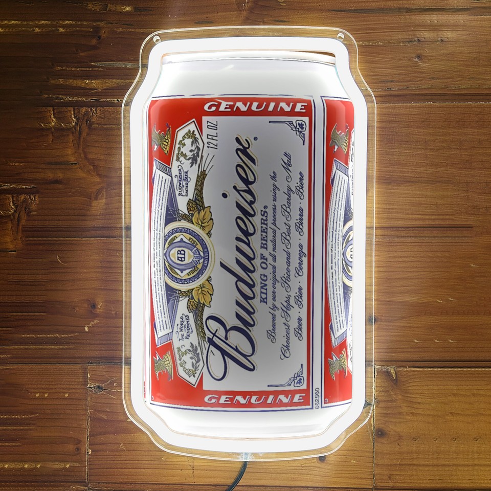 Budweiser Beer Can LED Neon Sign - Vintage Style Bar Pub Man Cave Light ...