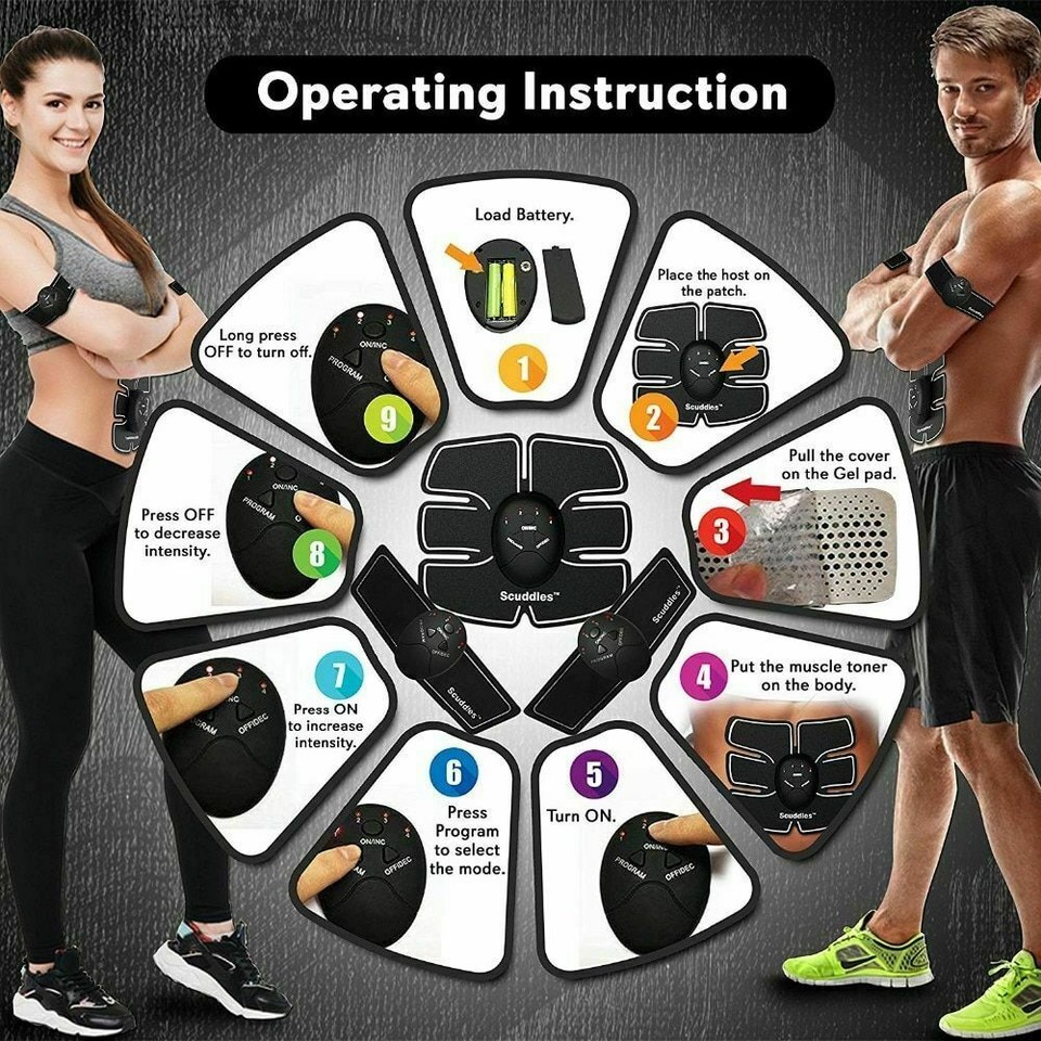 Electric Muscle Toner Machine ABS Toning Belt Simulation Fat Burner ...