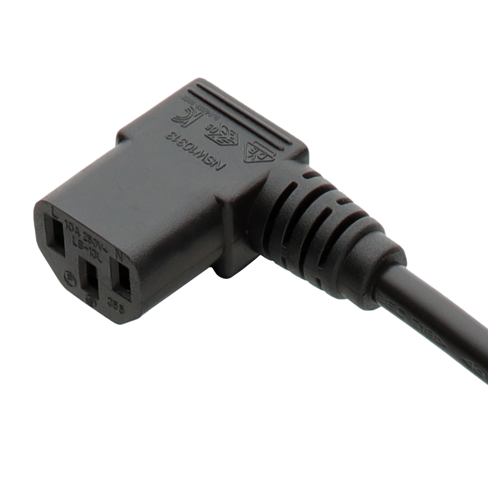IEC Right Angle (L) Power Extension C14 to C13 Cable 0.25m/0.5m/1m/2m ...