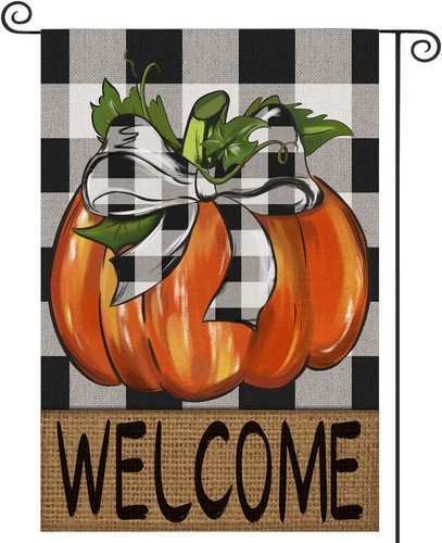 Garden Flags Set of 2 Incl. Fall Pumpkin Welcome Flag Happy Halloween ...