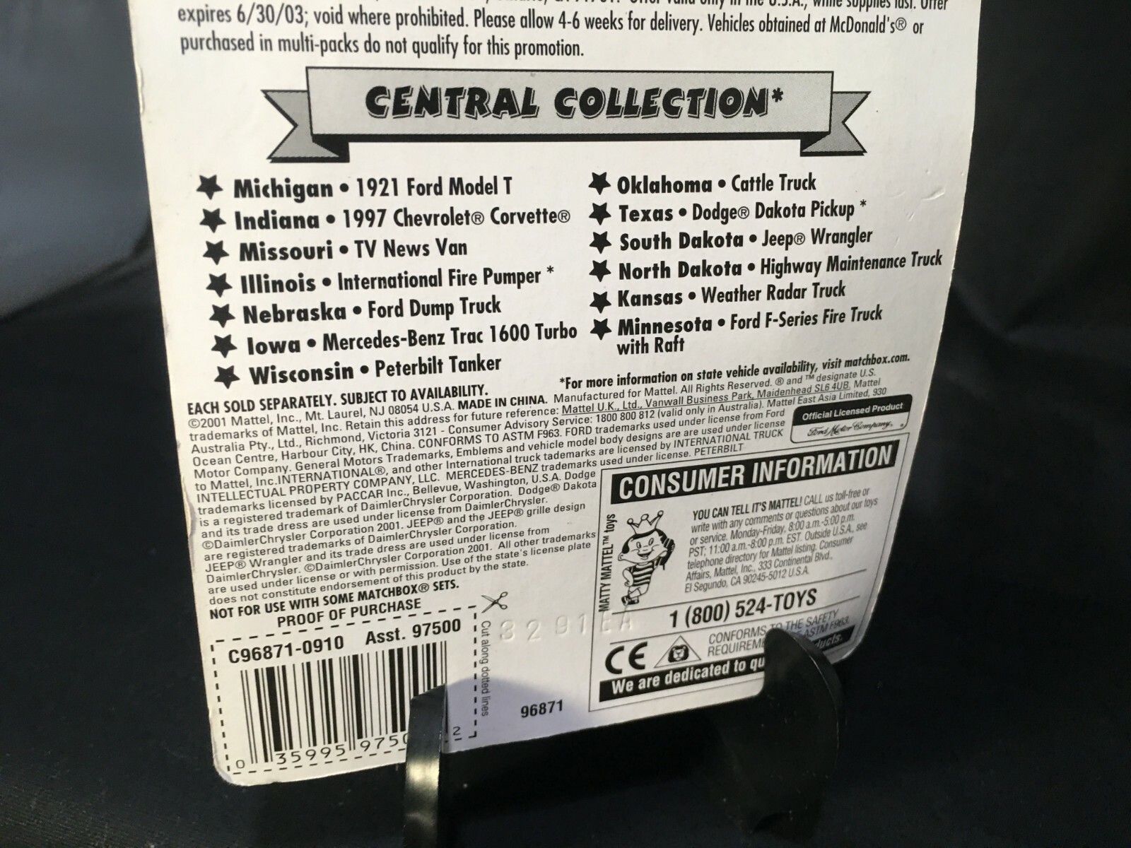 Matchbox Across America 50th Birthday Series MICHIGAN MODEL T 2001 ...