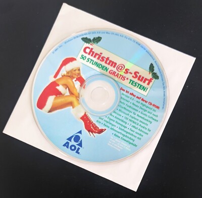 America Online Collectible Program Disc Vintage AOL Internet CD "Santa ...