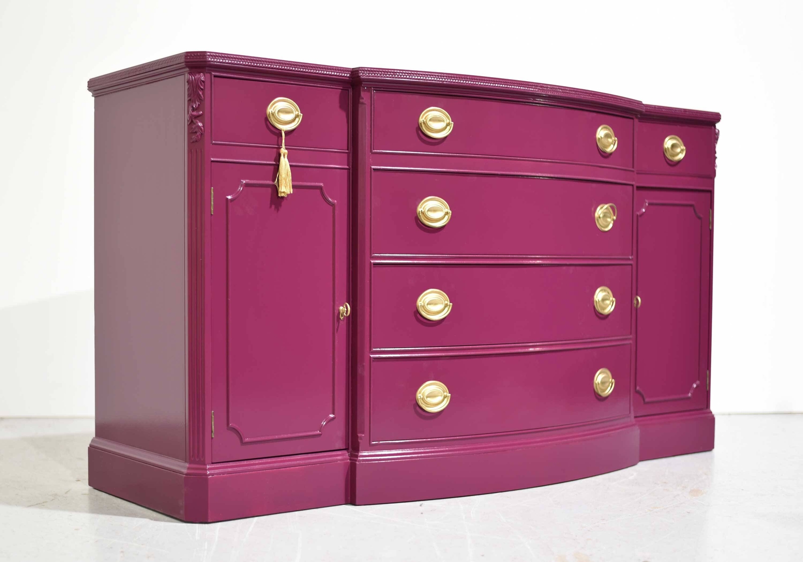 Mid Century Federal Style Curve Front Buffet By White Furniture - Newly ...